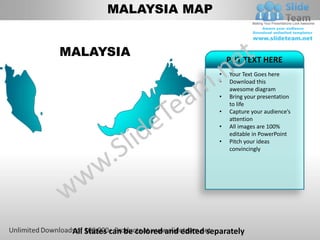 Editable malaysia power point map with capital and flag templates ...