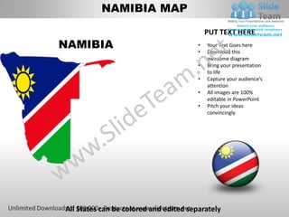 Editable namibia power point map with capital and flag templates slides ...