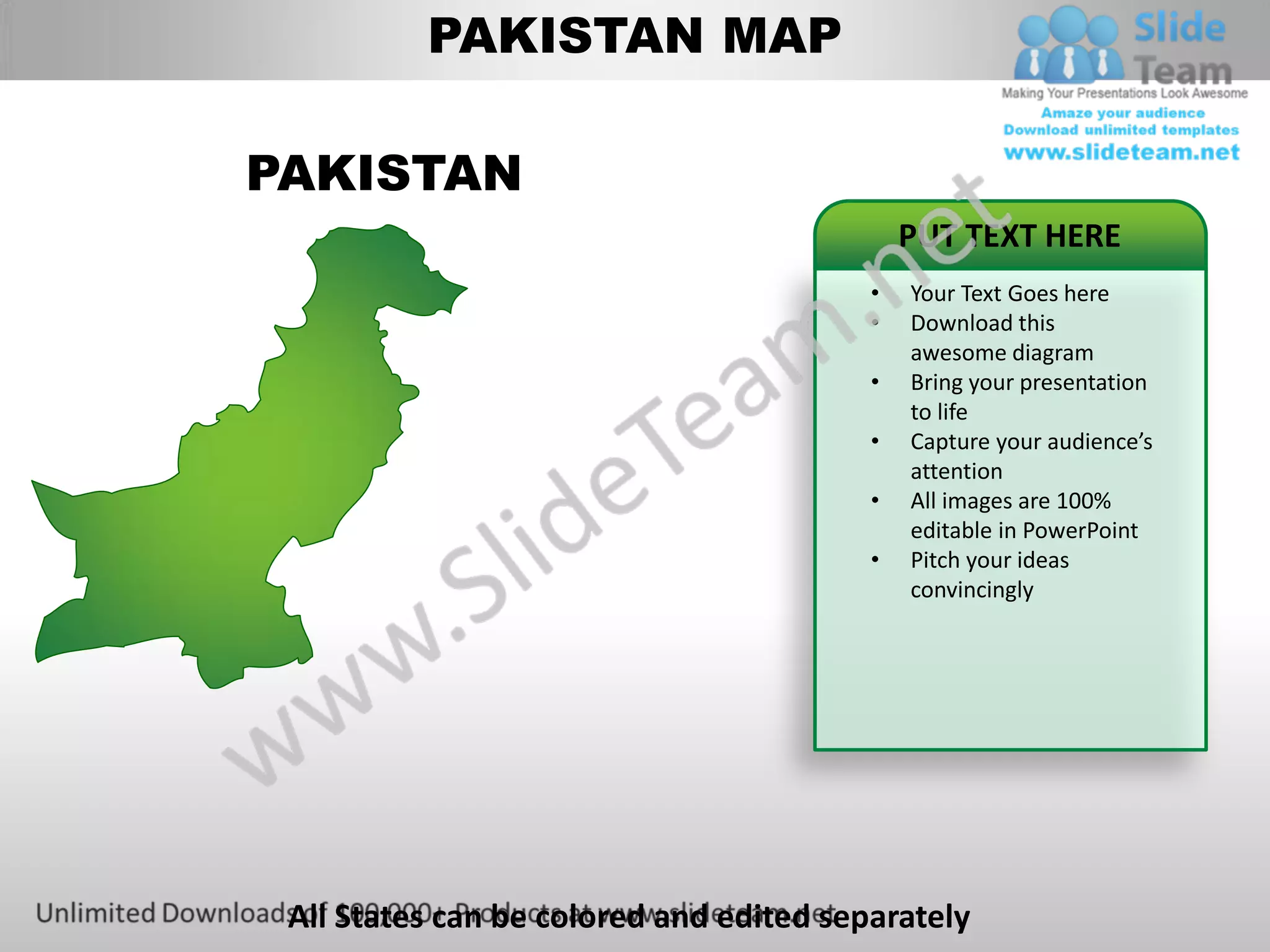 Editable pakistan power point map with capital and flag templates ...
