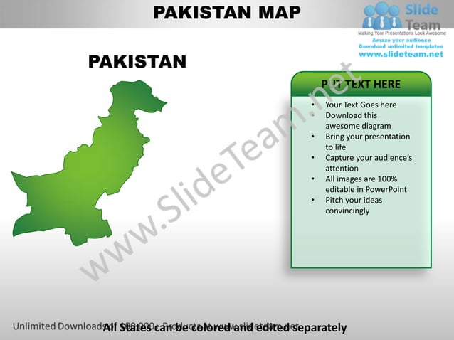 Editable pakistan power point map with capital and flag templates ...
