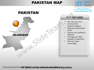 Editable pakistan power point map with capital and flag templates ...