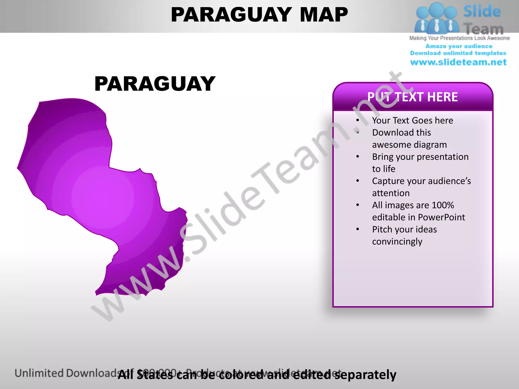 Editable paraguay power point map with capital and flag templates ...