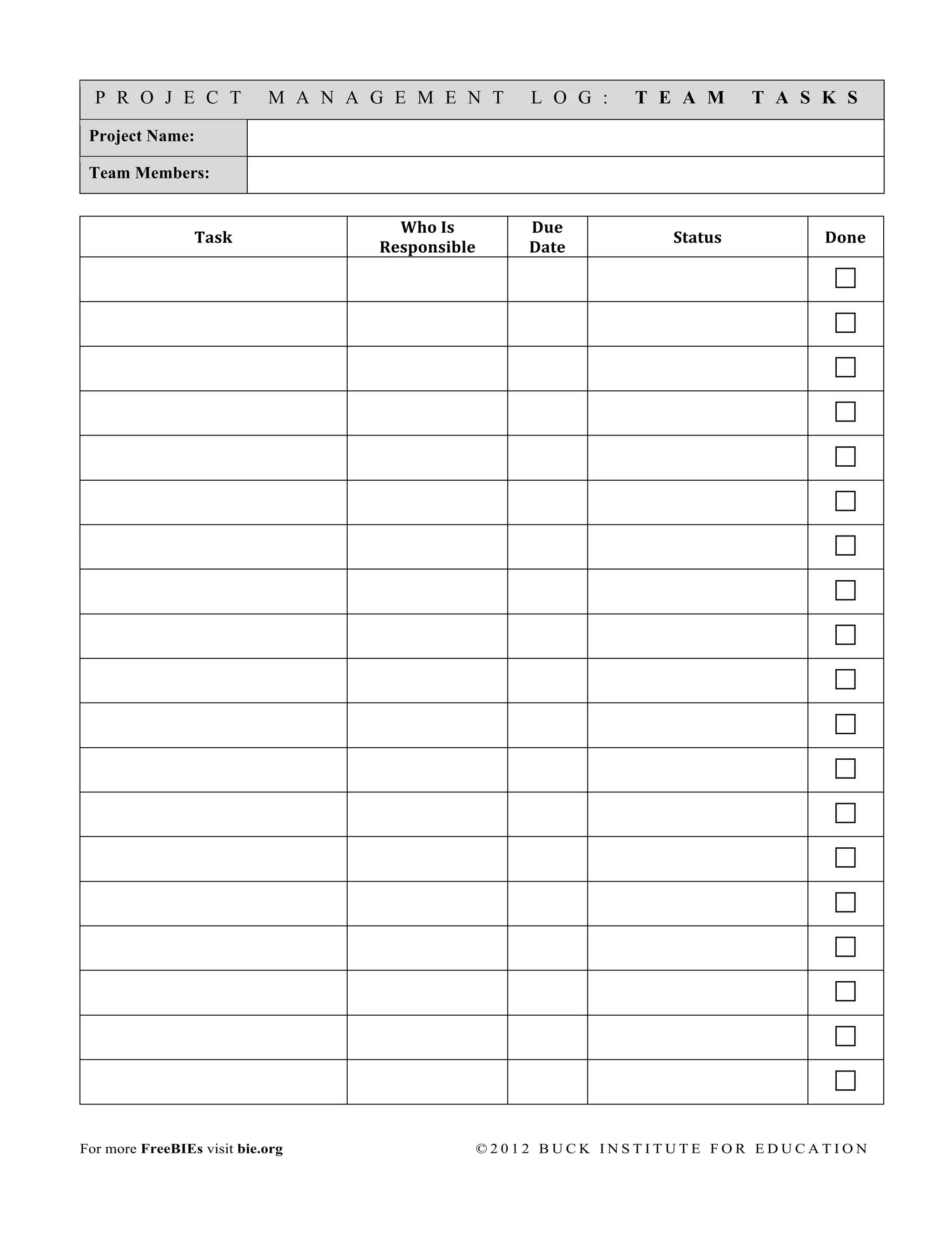 Editable pbl template -_management_team_tasks_log2 | PDF