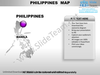 Editable philippines power point map with capital and flag templates ...
