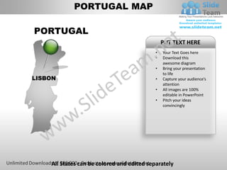 Editable portugal power point map with capital and flag templates ...