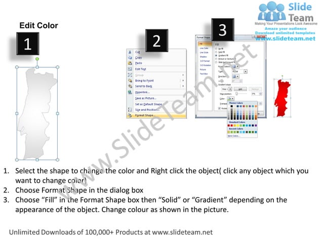 Editable portugal power point map with capital and flag templates ...