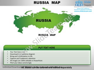 Editable russia power point map with capital and flag templates slides ...