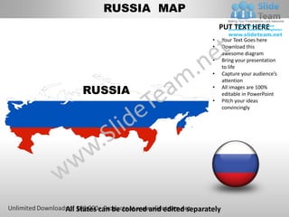 Editable russia power point map with capital and flag templates slides ...