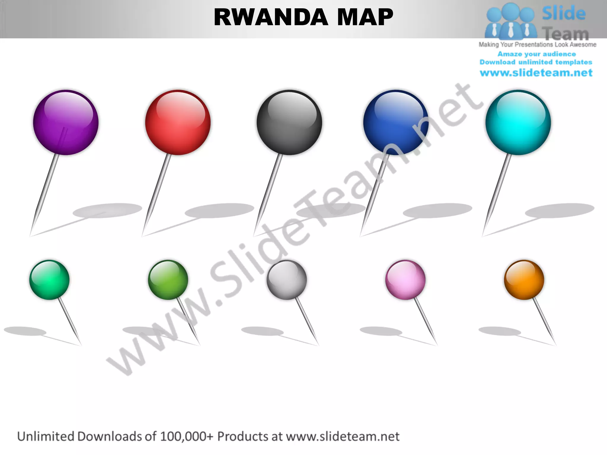 Editable rwanda power point map with capital and flag templates slides ...