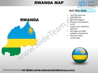 Editable rwanda power point map with capital and flag templates slides ...