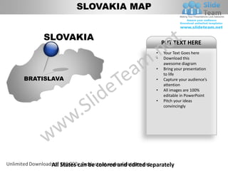 Editable slovakia power point map with capital and flag templates ...