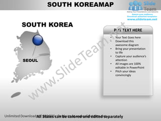 Editable south korea power point map with capital and flag templates ...