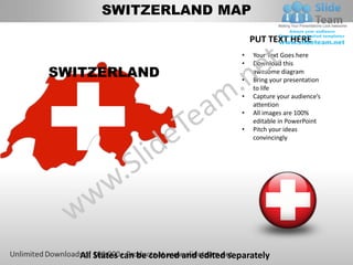 Editable switzerland power point map with capital and flag templates ...