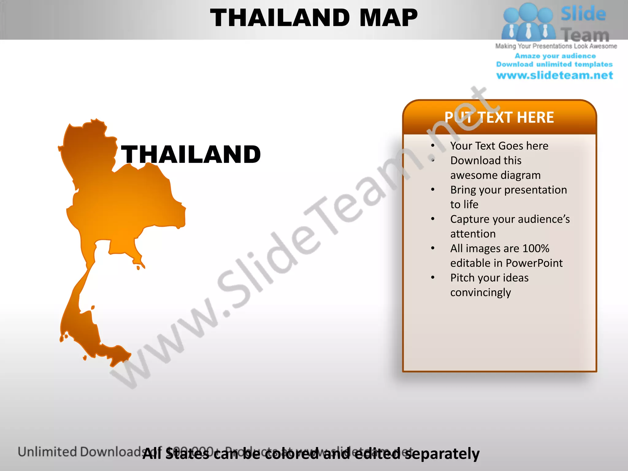 Editable thailand power point map with capital and flag templates ...
