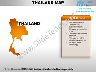 Editable thailand power point map with capital and flag templates ...