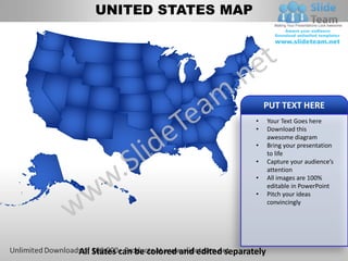 Editable united states power point map with capital and flag templates ...