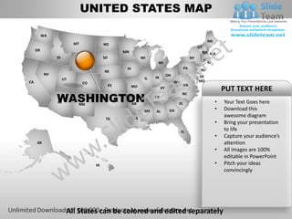 Editable united states power point map with capital and flag templates ...