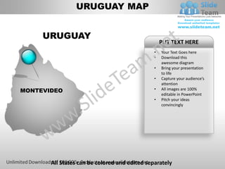 Editable uruguay power point map with capital and flag templates slides ...