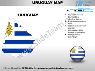 Editable uruguay power point map with capital and flag templates slides ...