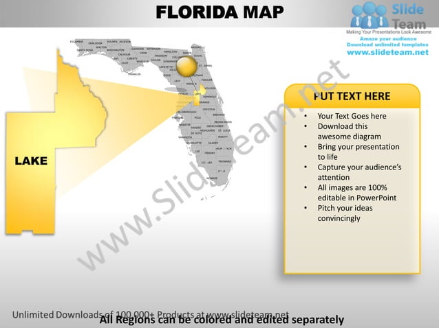 Editable vector business usa florida state and county powerpoint maps ...