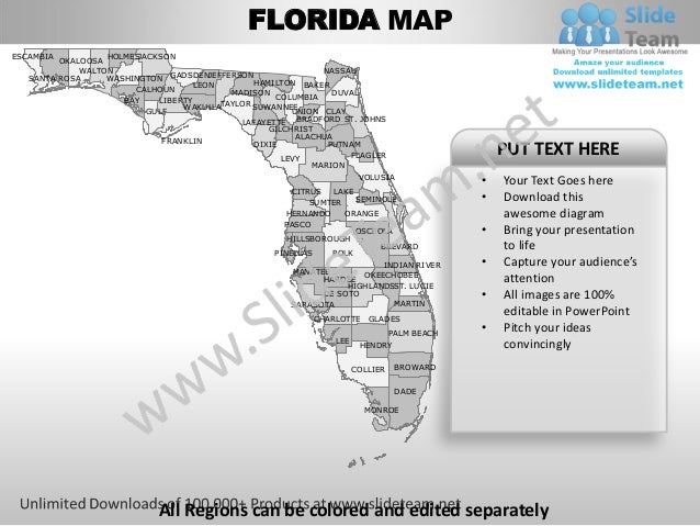Editable vector business usa florida state and county powerpoint maps…