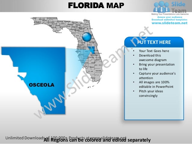 Editable vector business usa florida state and county powerpoint maps…