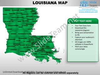 Editable vector business usa louisiana state and county powerpoint maps ...