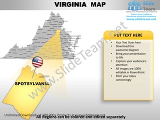 Editable vector business usa virginia state and county powerpoint maps ...
