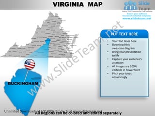 Editable vector business usa virginia state and county powerpoint maps ...