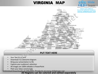 Editable vector business usa virginia state and county powerpoint maps ...