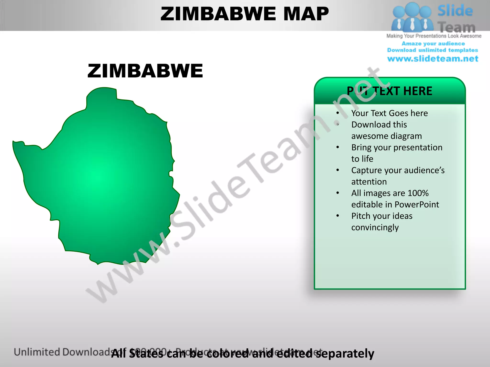 Editable zimbabwe power point map with capital and flag templates ...