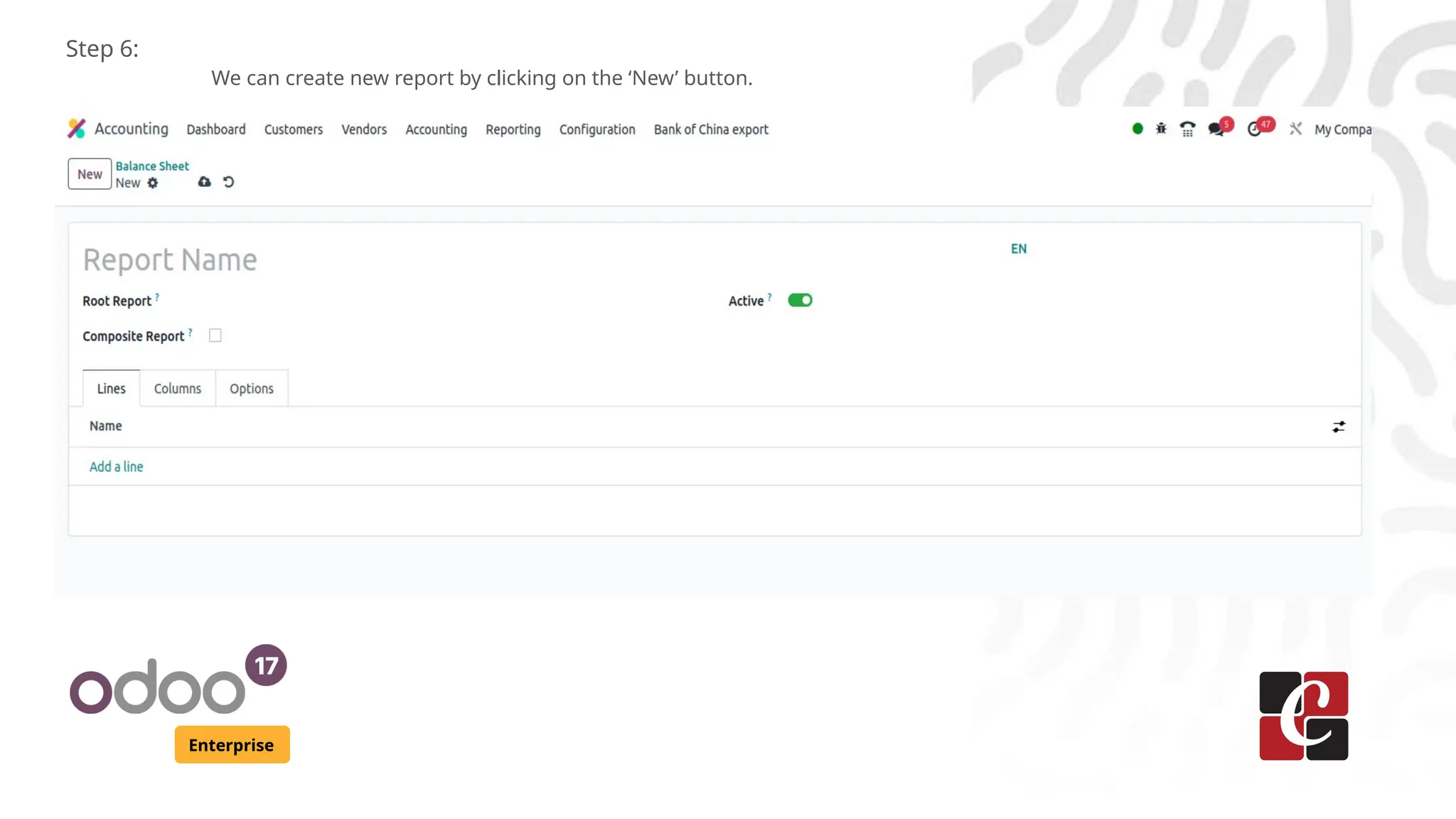 Edit Accounting reports in Odoo 17 - Odoo 17 Slides | PPT
