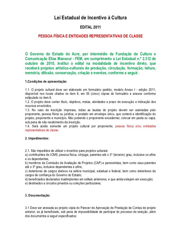 Exemplo De Projeto Para Lei De Incentivo A Cultura Novo Exemplo