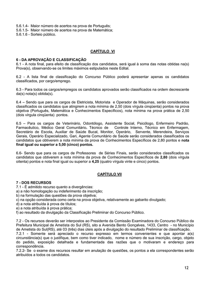 Editalconcurso público 001 retificado | PDF
