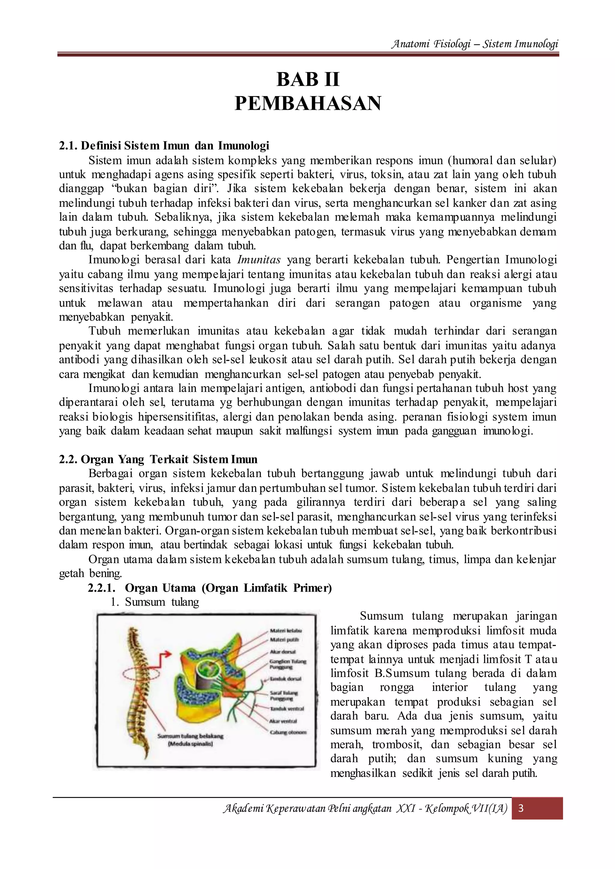 anatomi fisiologi sistem imunologi | DOCX