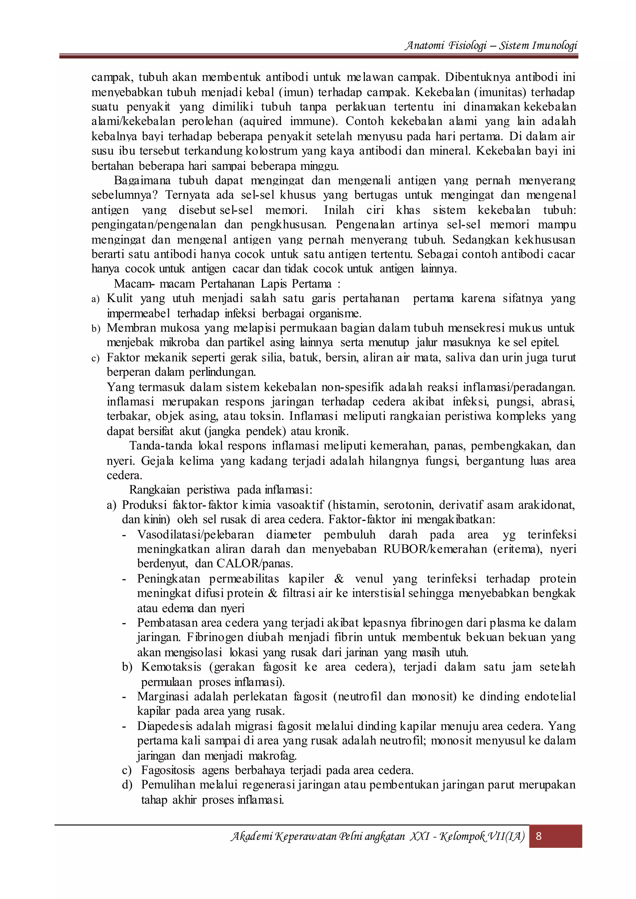 anatomi fisiologi sistem imunologi | DOCX