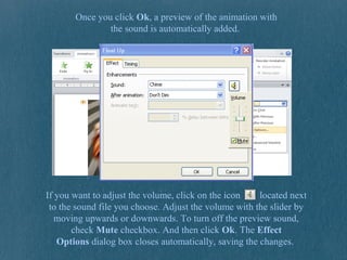 Edit apply sound effects to animation | PPT