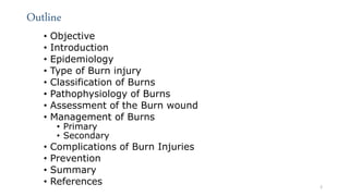 Classification, Principles, assessment and management of burn | PPTX