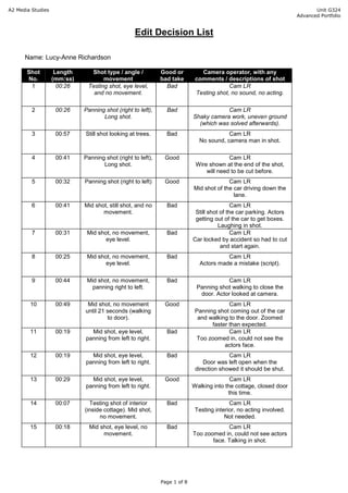 Edit Decision List | PDF