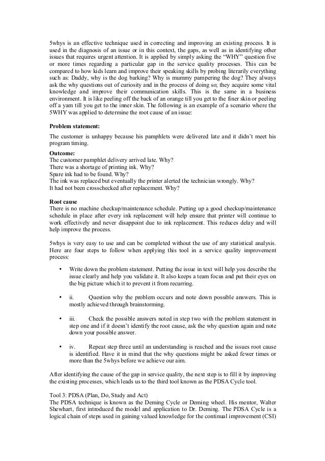 How To Use SERVQUAL 5WHYS And PDSA Cycle Tools To Improve Your How To Use SERVQUAL 5WHYS And PDSA Cycle Tools To Improve Your