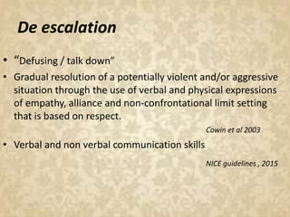 Etiopathogenesis and management of aggression and violence in inpatient ...