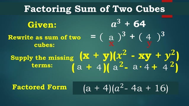 Factoring Sum and Difference of Two Cubes | PDF