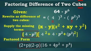 Factoring Sum And Difference Of Cubes
