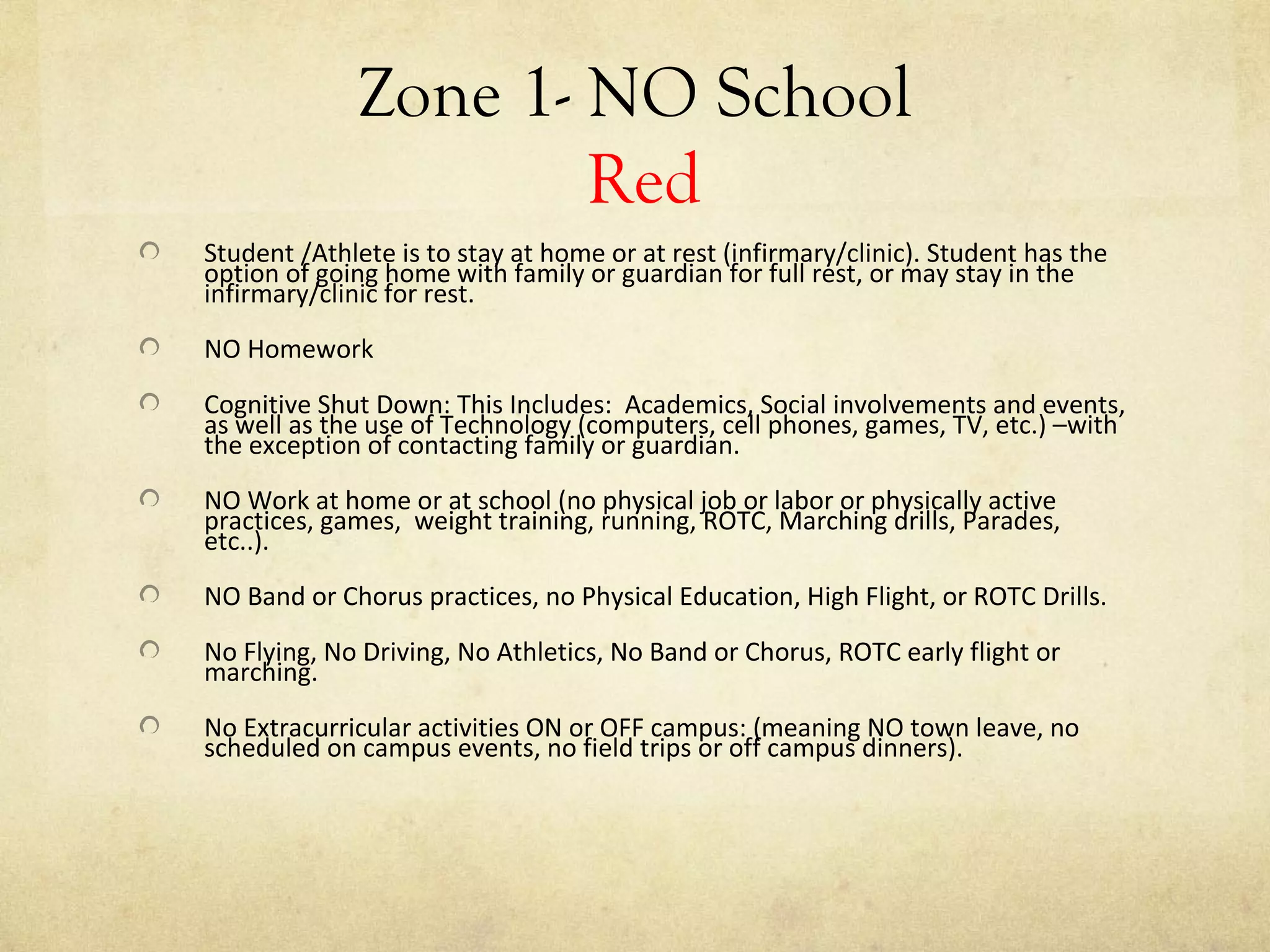 Concussion Management: Color Code Zones | PPT