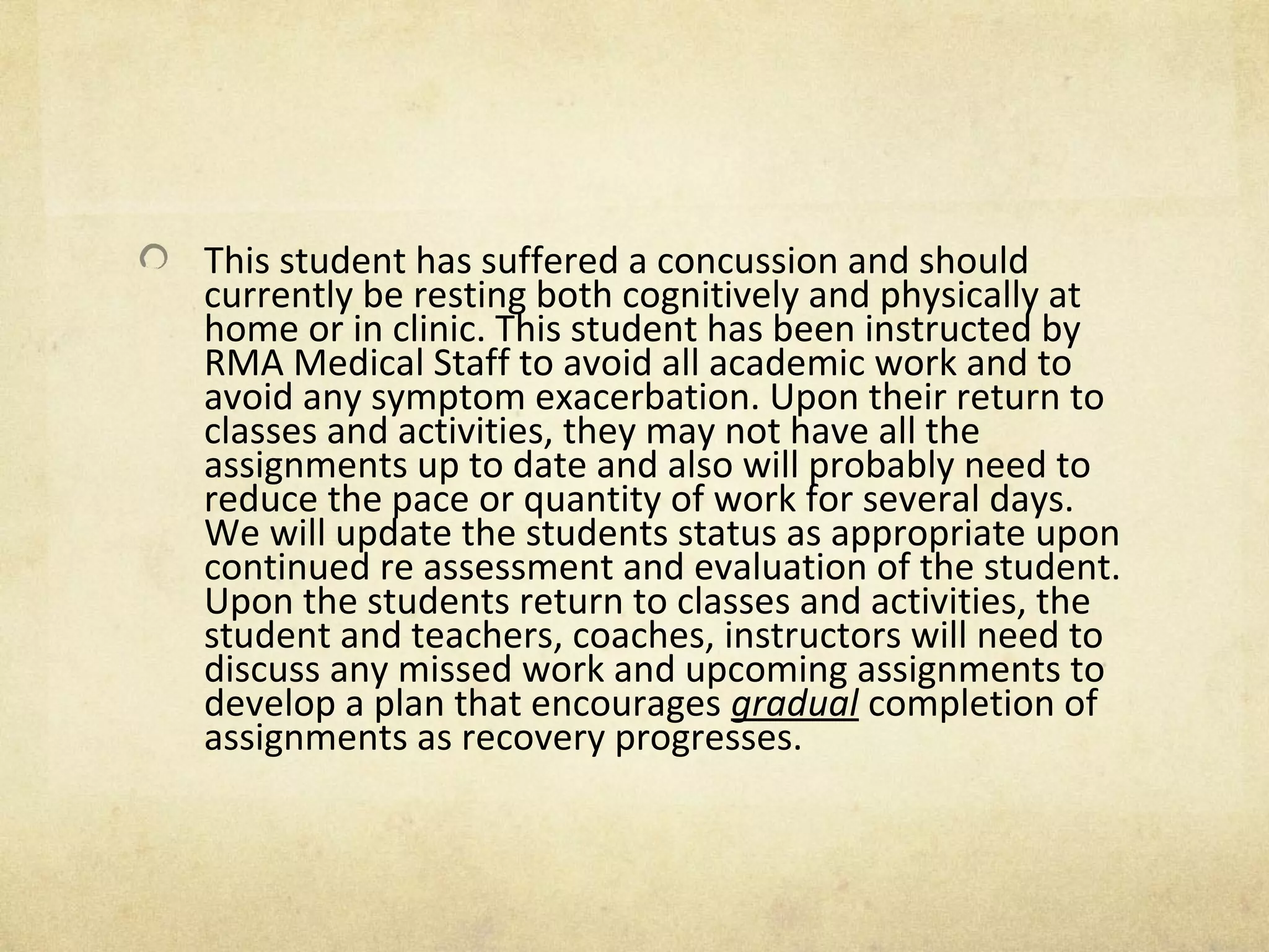 Concussion Management: Color Code Zones | PPT