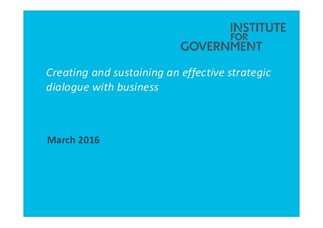 Creating and sustaining an effective strategic dialogue with business