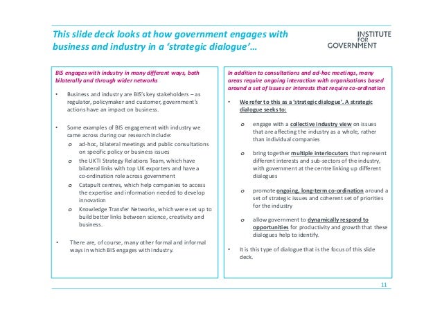 Creating and sustaining an effective strategic dialogue with business