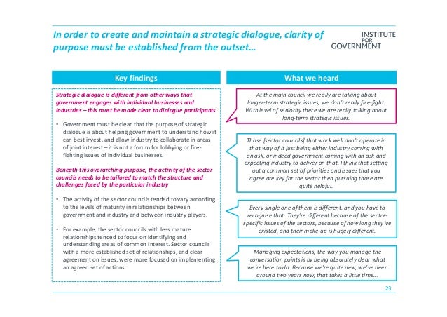 Creating and sustaining an effective strategic dialogue with business