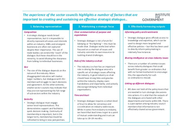 Creating and sustaining an effective strategic dialogue with business