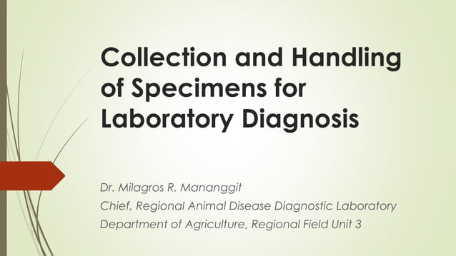 Collection and Handling of Specimens for Laboratory Diagnosis | PPT